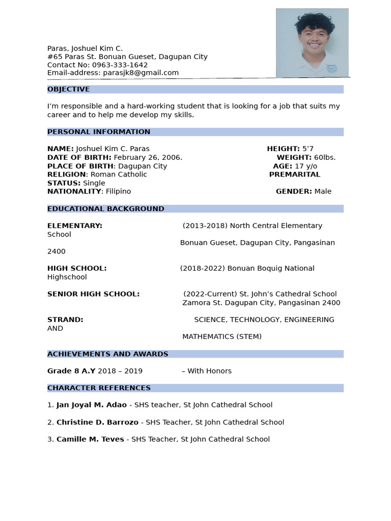 Resume Joshuel | PDF