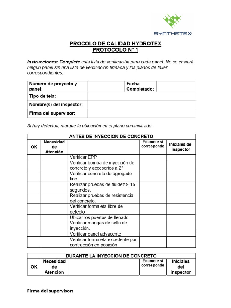 Protocolo de Calidad N°1 | PDF