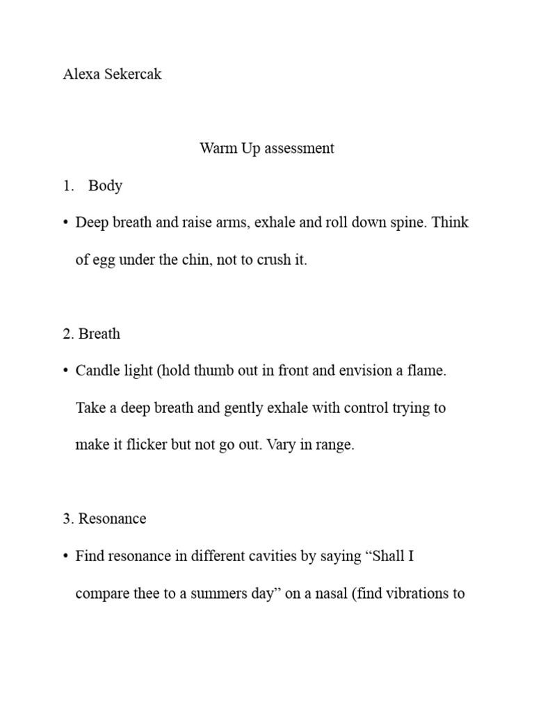 warm up assessment | PDF