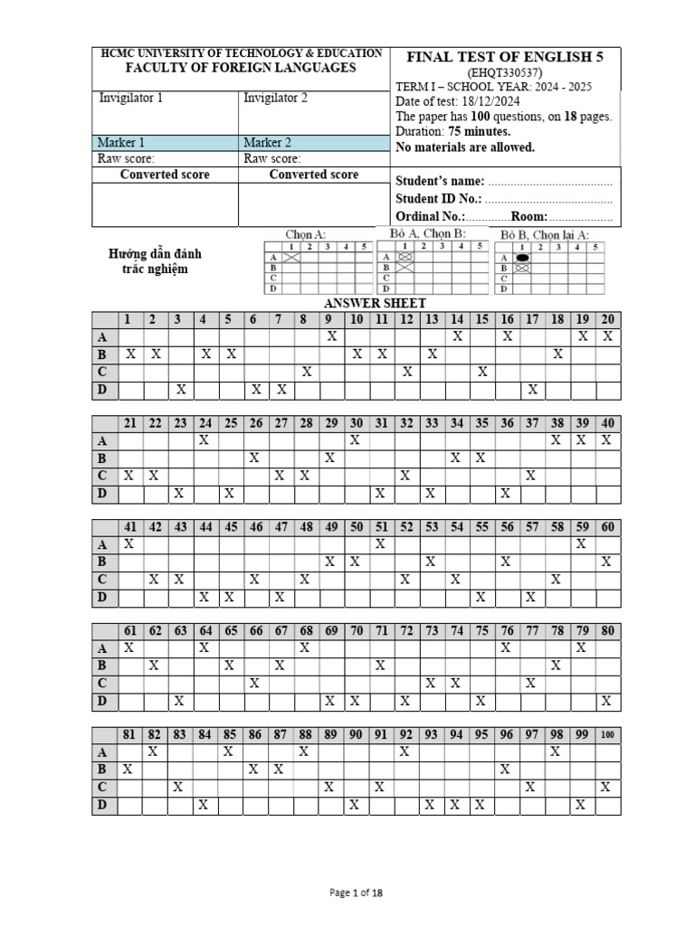 Final Test - English 5 CLC HK1 2024-2025 KEY | PDF