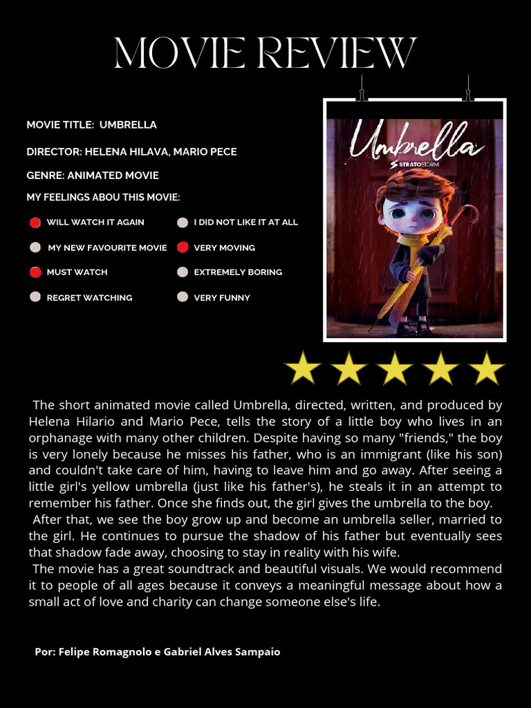 White Simple Movie Review Template | PDF