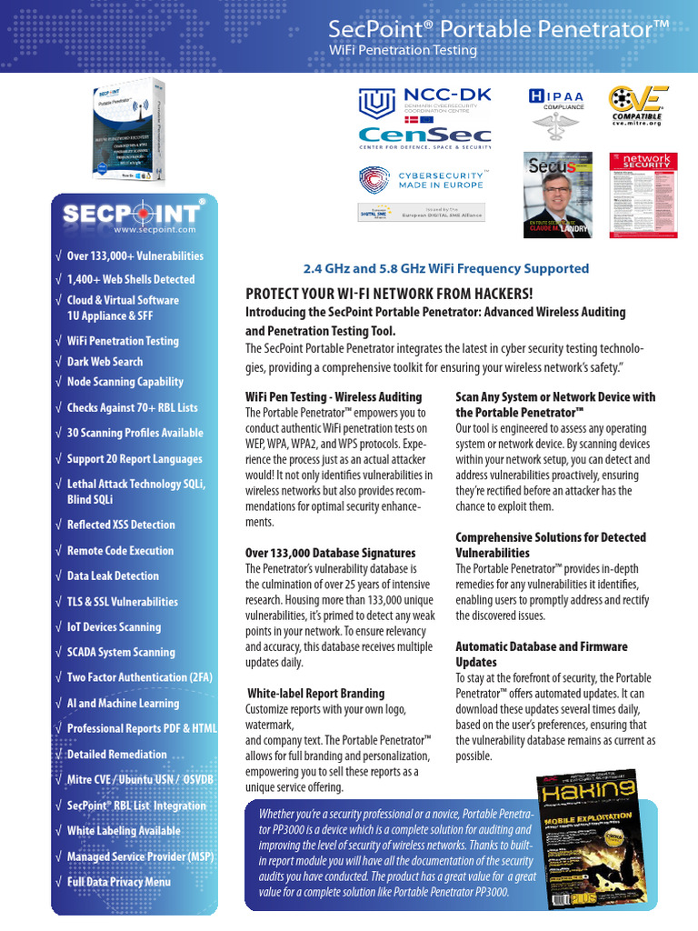 88-SecPoint-Portable-Penetrator-Datasheet | PDF | Wi Fi | Denial Of ...