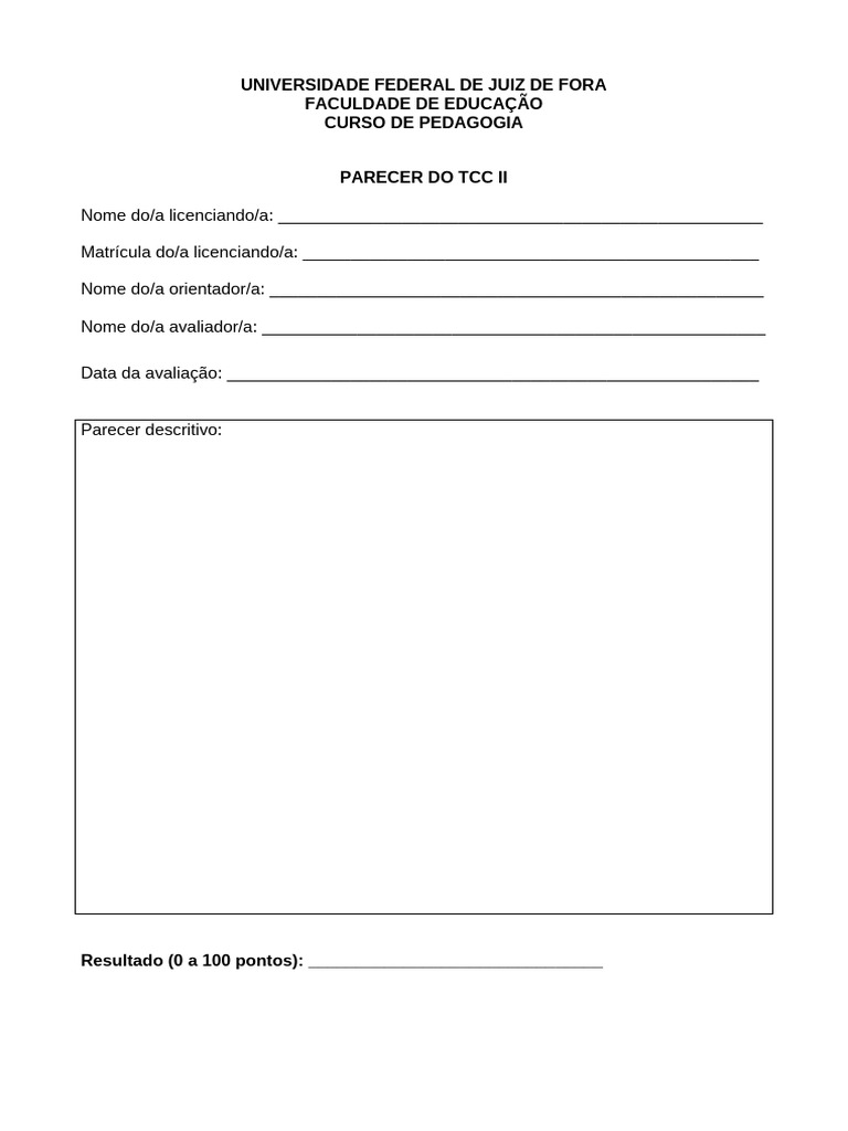 Anexo II Modelo de Parecer Tcc II (1) | PDF