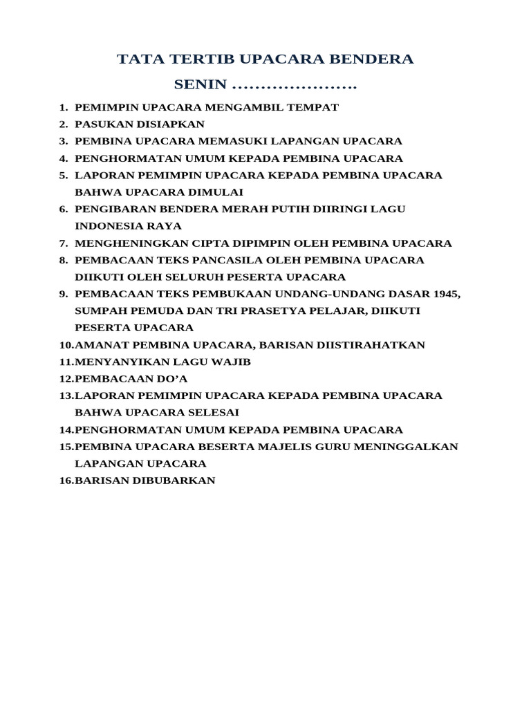 Tata Tertib Upacara | PDF