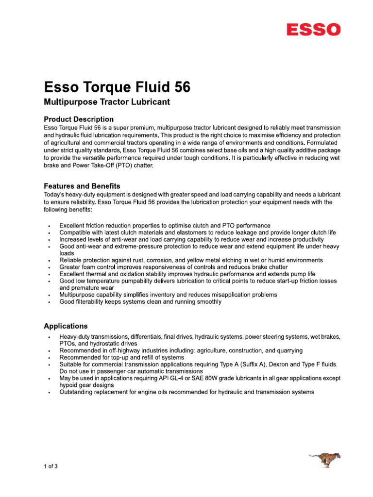 Esso Torque Fluid 56 | PDF