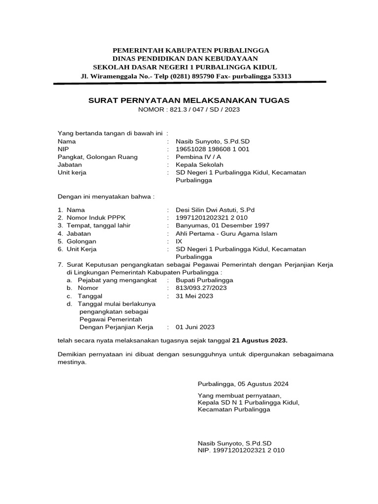 Contoh SPMT PPPK | PDF