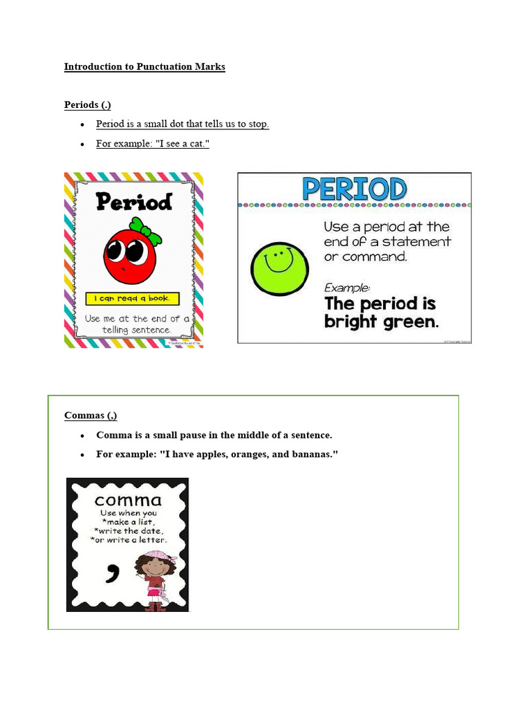 Introduction To Punctuation Marks | PDF
