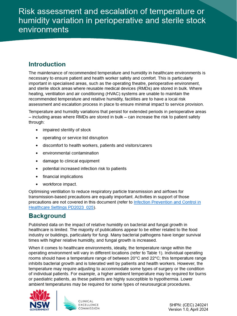 Risk Assessment and Escalation of Temperature or Humidity Variation in ...