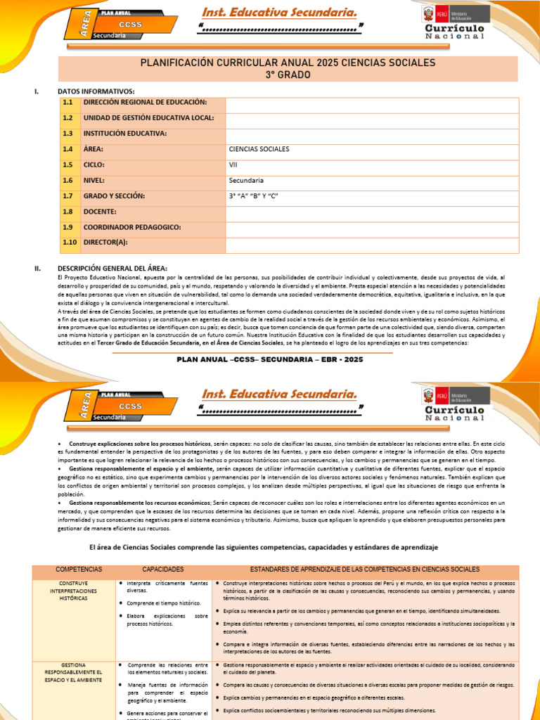 Plan Anual 2025 3° - CCSS | PDF | Sustentabilidad | Sociedad