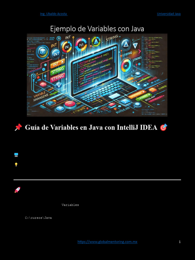 02 02 00 EjemploVariables UJ | PDF | Java (lenguaje de programación) | Variable (informática)