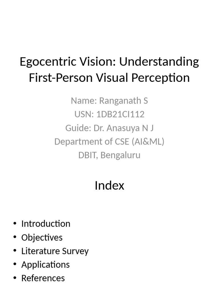Egocentric Vision Final Presentation | PDF
