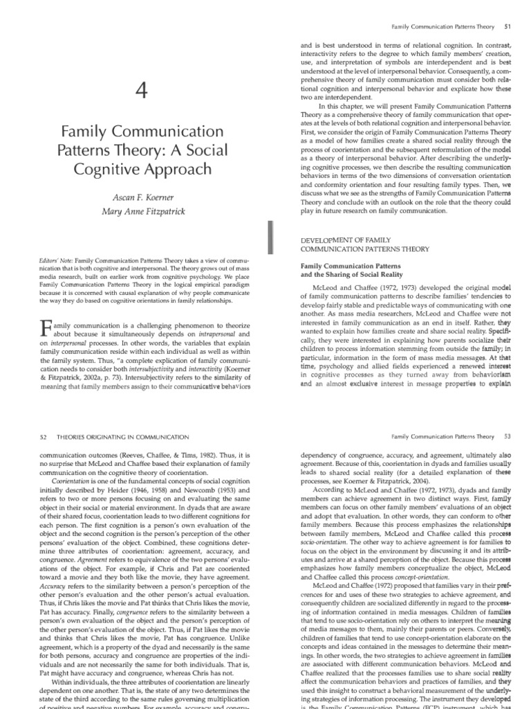 Family Communication Patterns Theory: A Social Cognitive Approach | PDF ...