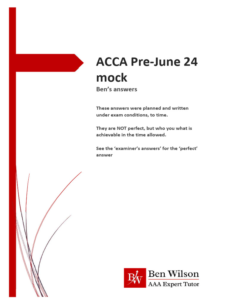 ACCA Pre-June 24 Mock Exam Answers | PDF | Audit | Depreciation