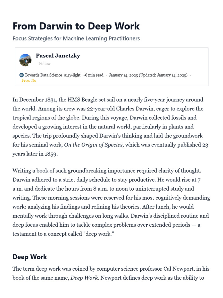 From Darwin To Deep Work - by Pascal Janetzky - in Towards Data Science - Freedium | PDF ...