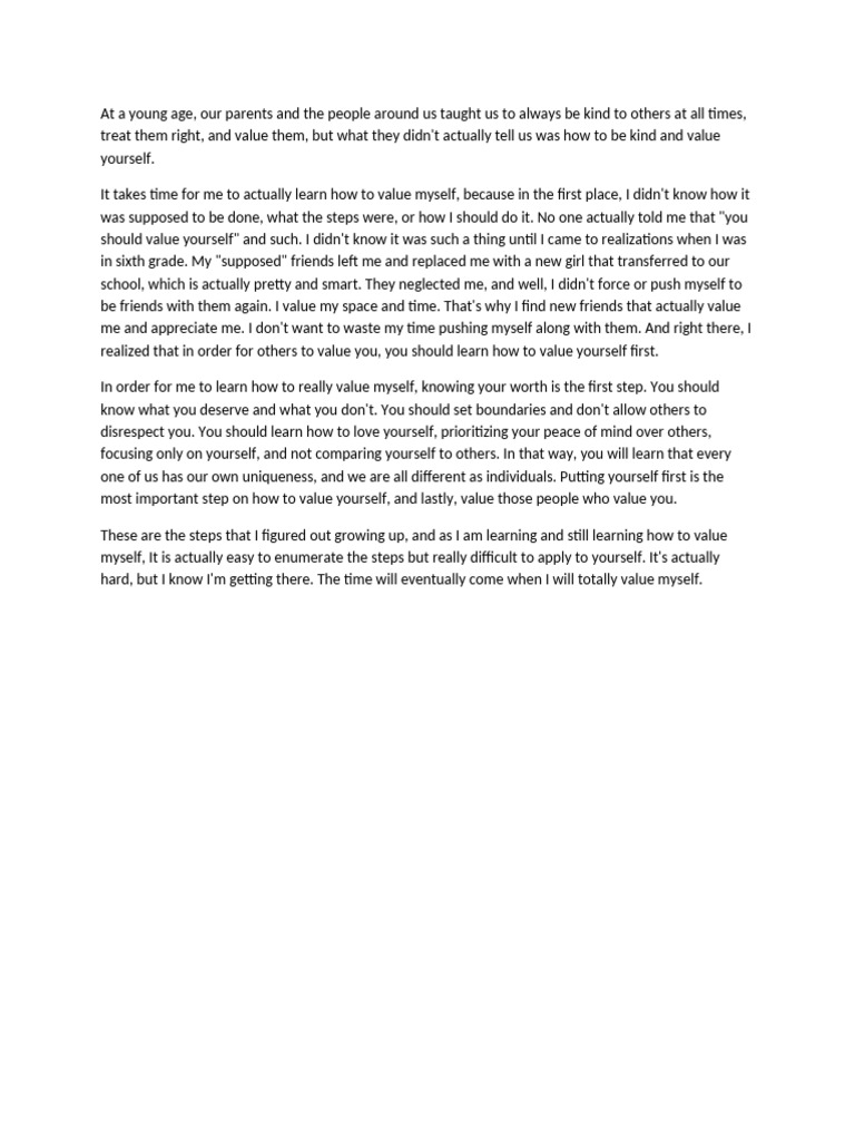 How To Value Myself | PDF