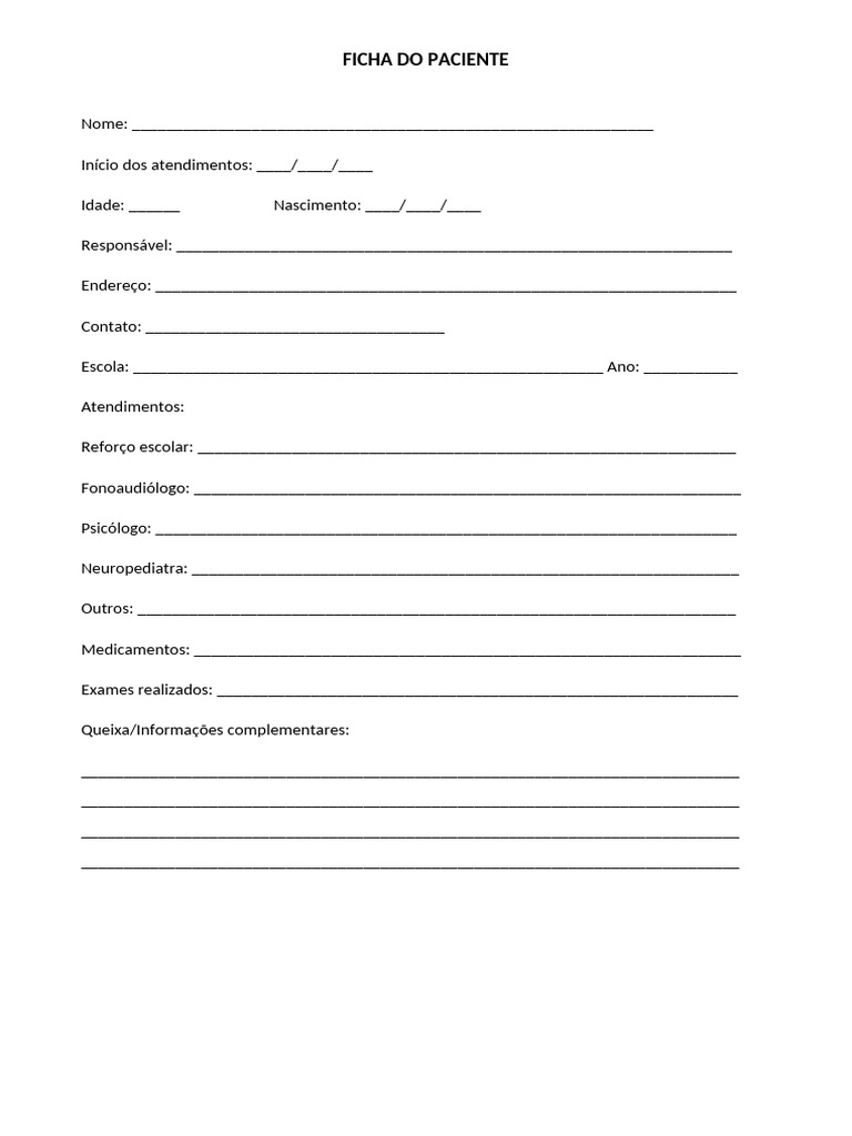 Ficha Do Paciente Psicopedagogico | PDF