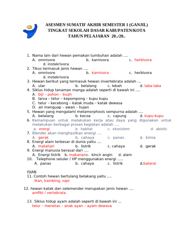 ASESMEN SUMATIF AKHIR SEMESTER 1 | PDF