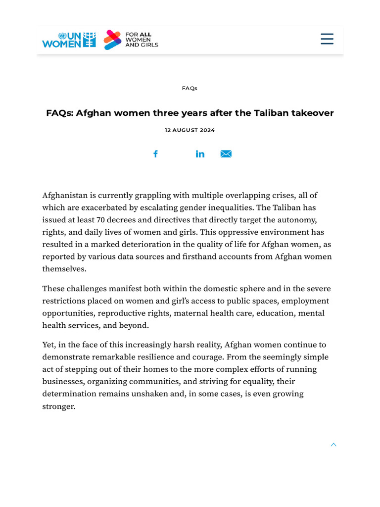 IB HL Lang & Lit IO Resource: Afghan Women's Rights ARTICLE | PDF | Afghanistan | Taliban