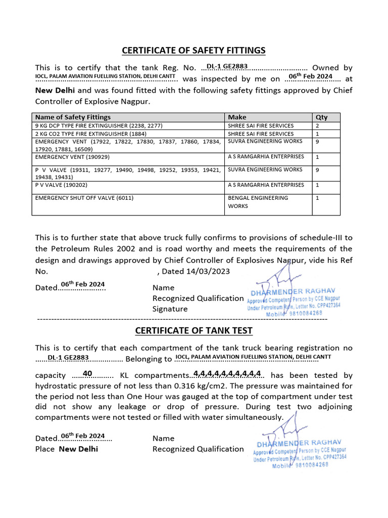 GE2883 - Safety & Hydro Certificate | PDF