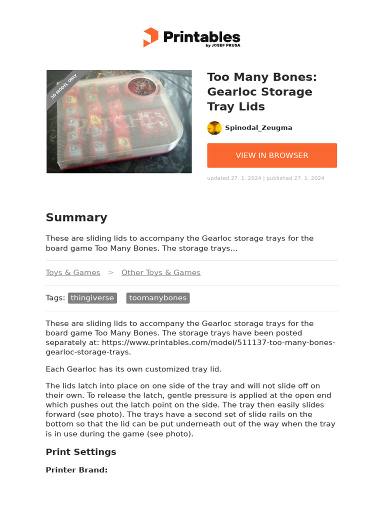 Too Many Bones Gearloc Storage Tray Lids | PDF