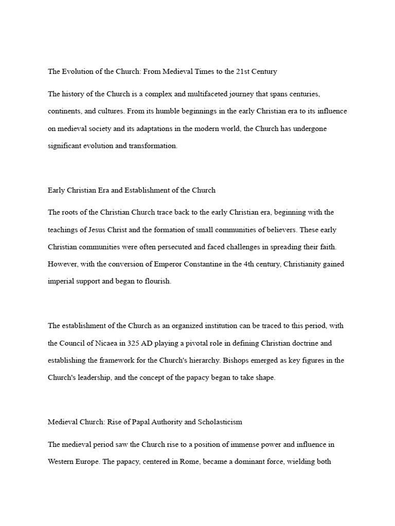 Church Evolution: From Medieval to Modern | PDF | Catholic Church | Pope