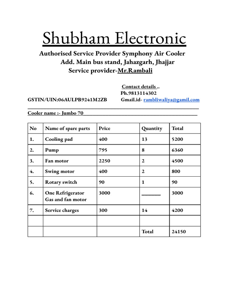 Quotations Shubham Electronics | PDF