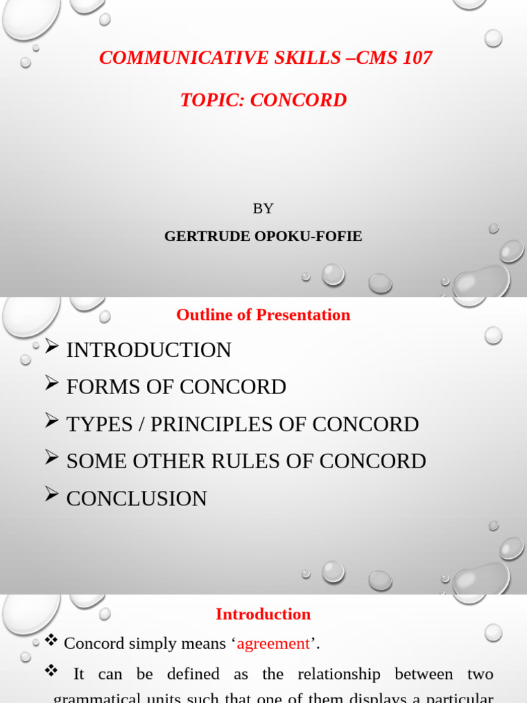 Concord Rules (Miss Getrude) | PDF | Plural | Grammatical Number