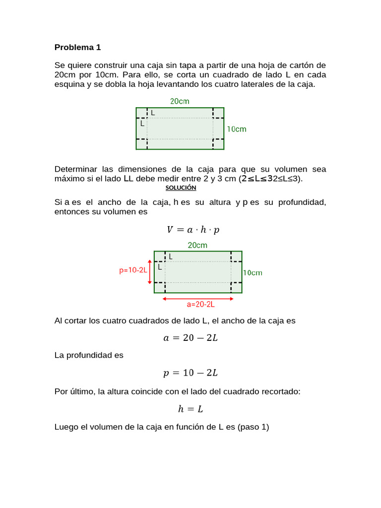 Problemas de Optimización | PDF | Derivado | Volumen