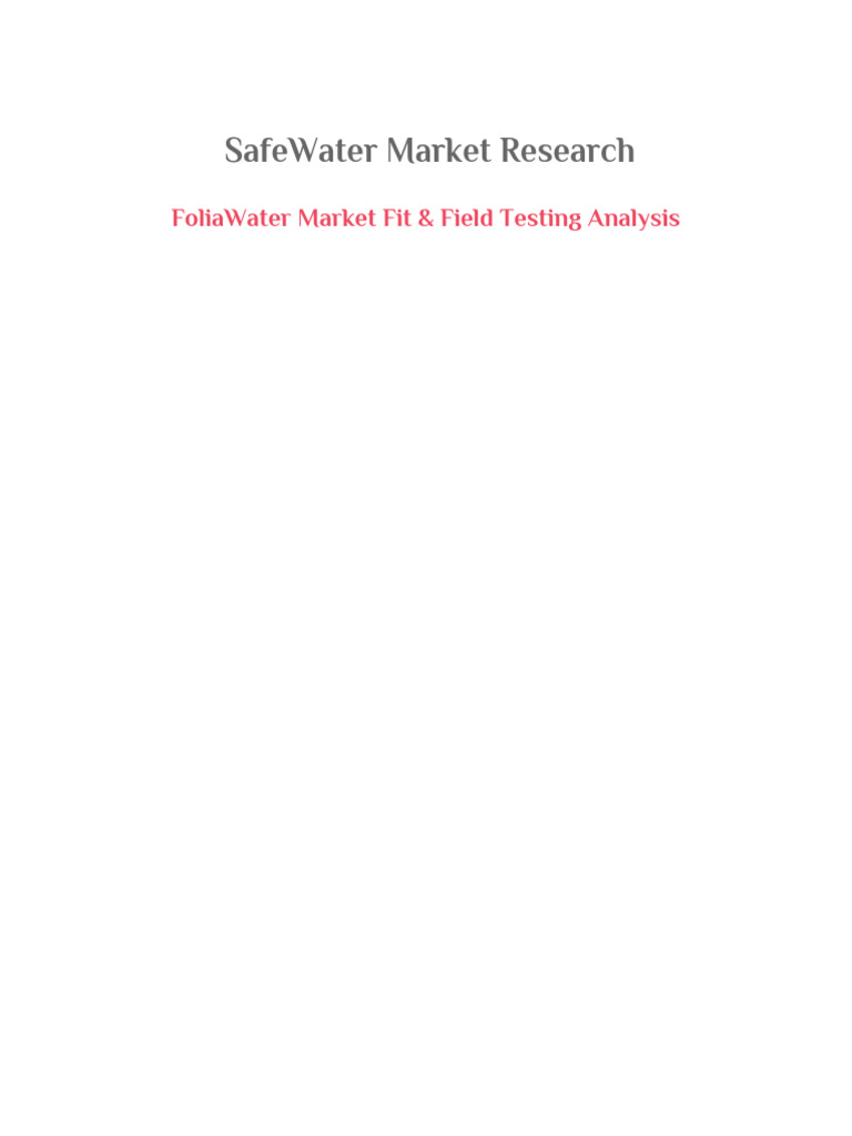 FoliaWater Market Fit Analysis Report | PDF | Marketing | Educational ...