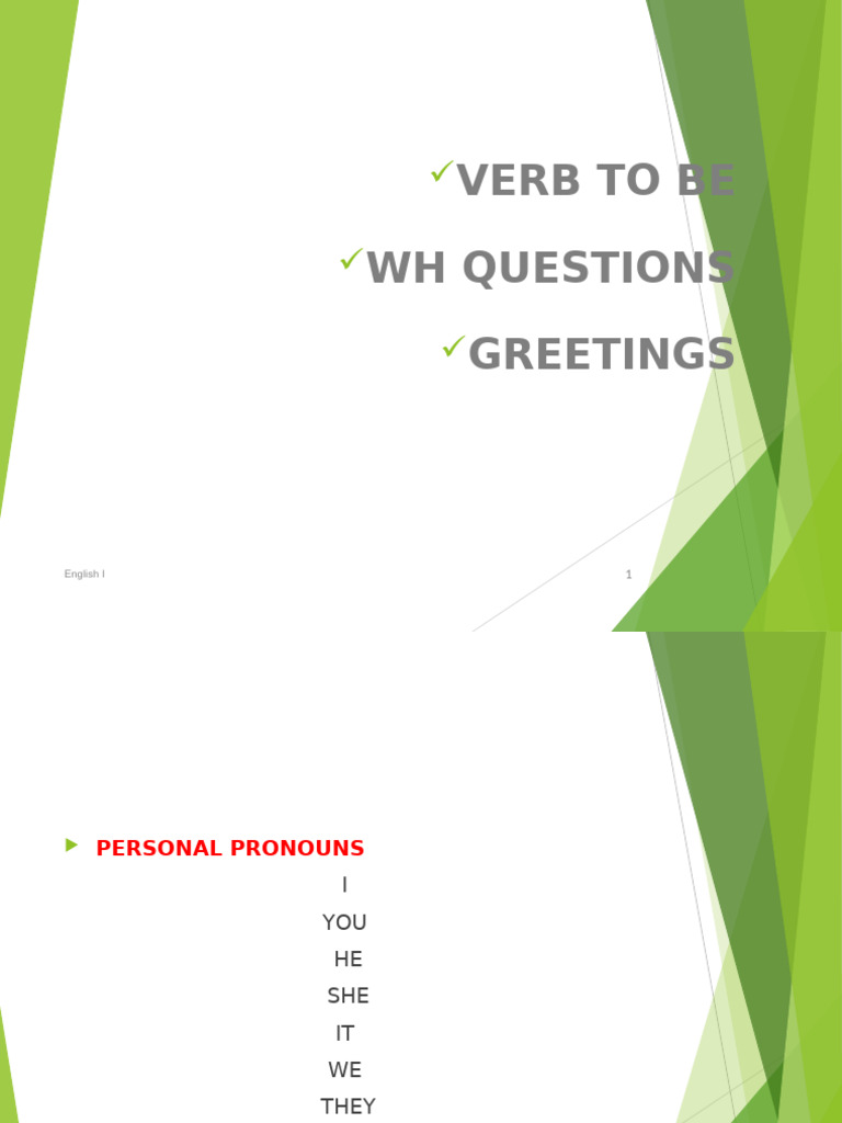 Verb To Be Presentation | PDF | English Language | Language Families