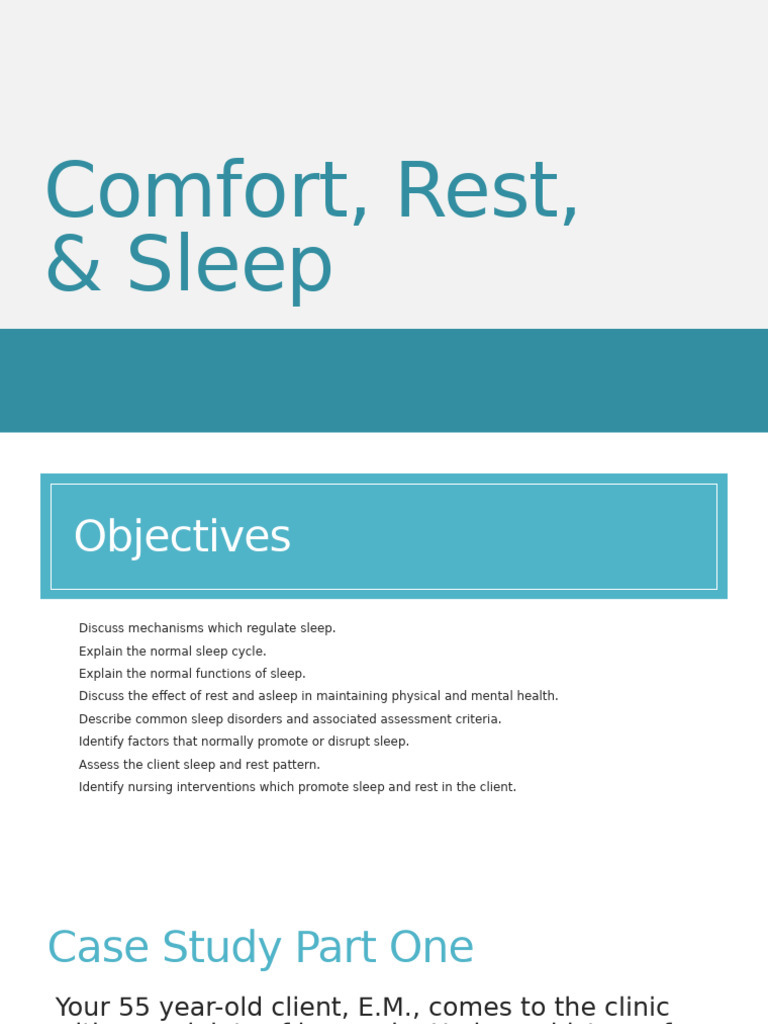 Comfort, Rest, & Sleep - Tagged | PDF | Sleep | Circadian Rhythm
