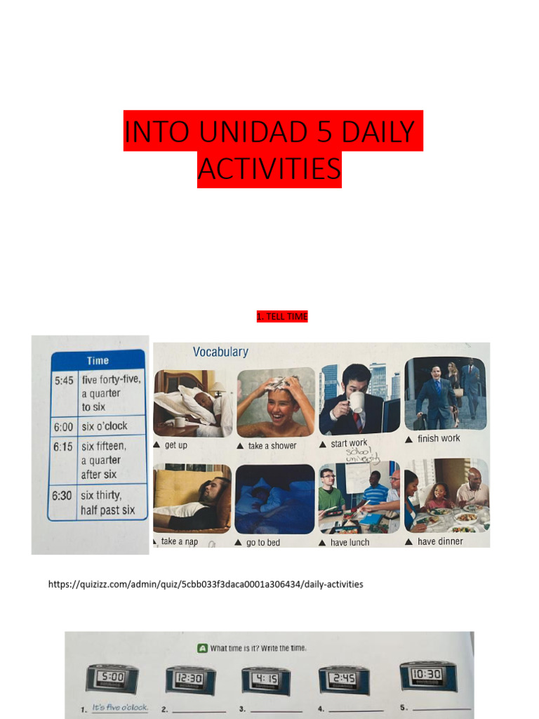Into Unidad 5 Daily Activities | PDF