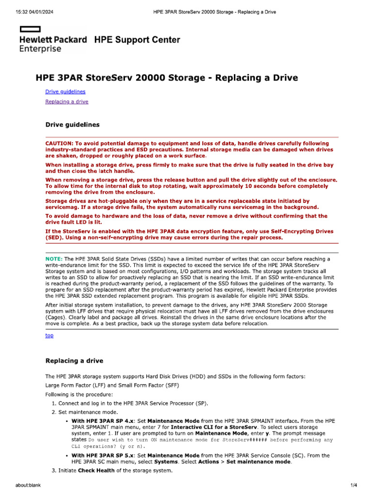 3par 20000 Replace Disk | PDF