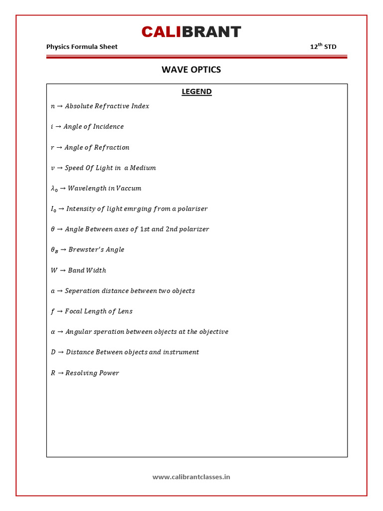 Physics - 7 - Wave Optics | PDF | Angular Resolution | Diffraction