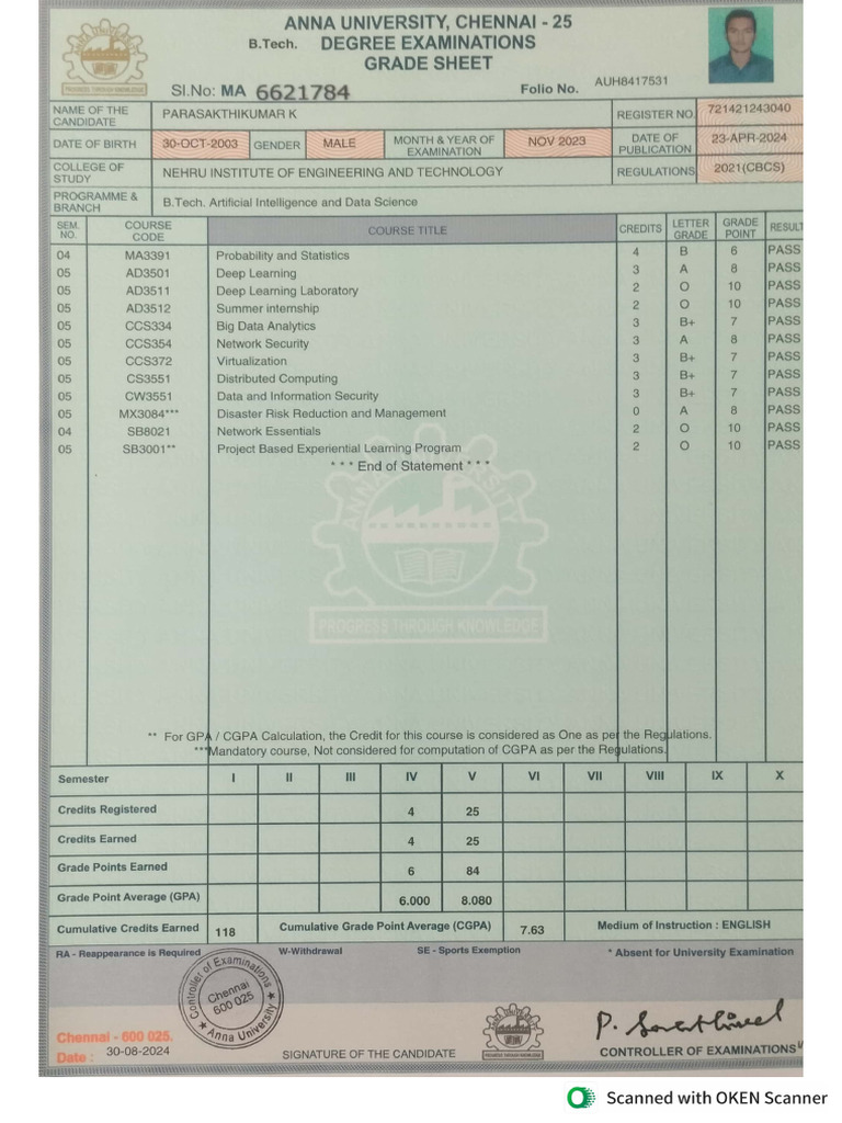 College Mark Sheet | PDF