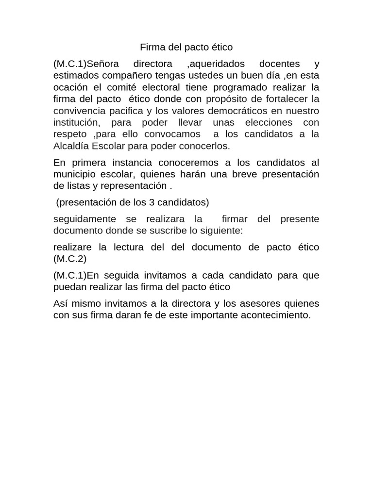 Firma Del Pacto Ético | PDF