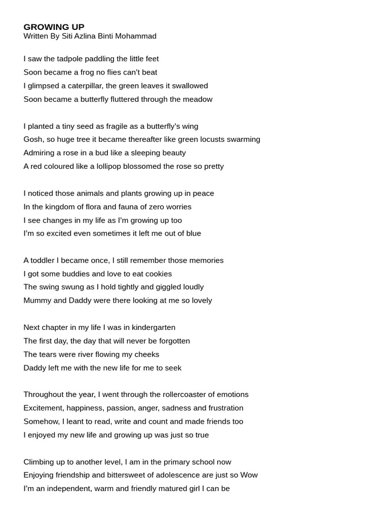 POEM-Growing Up | PDF