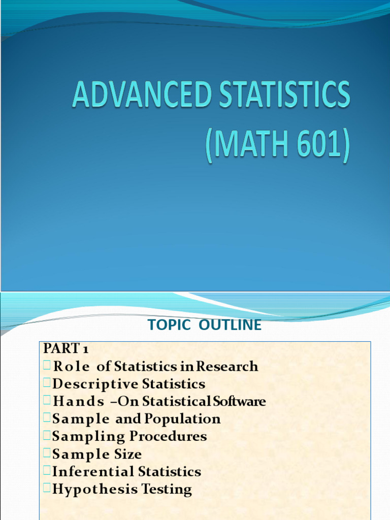 Advancedstatistics 130526200328 Phpapp02 | PDF | Statistics | Sampling (Statistics)