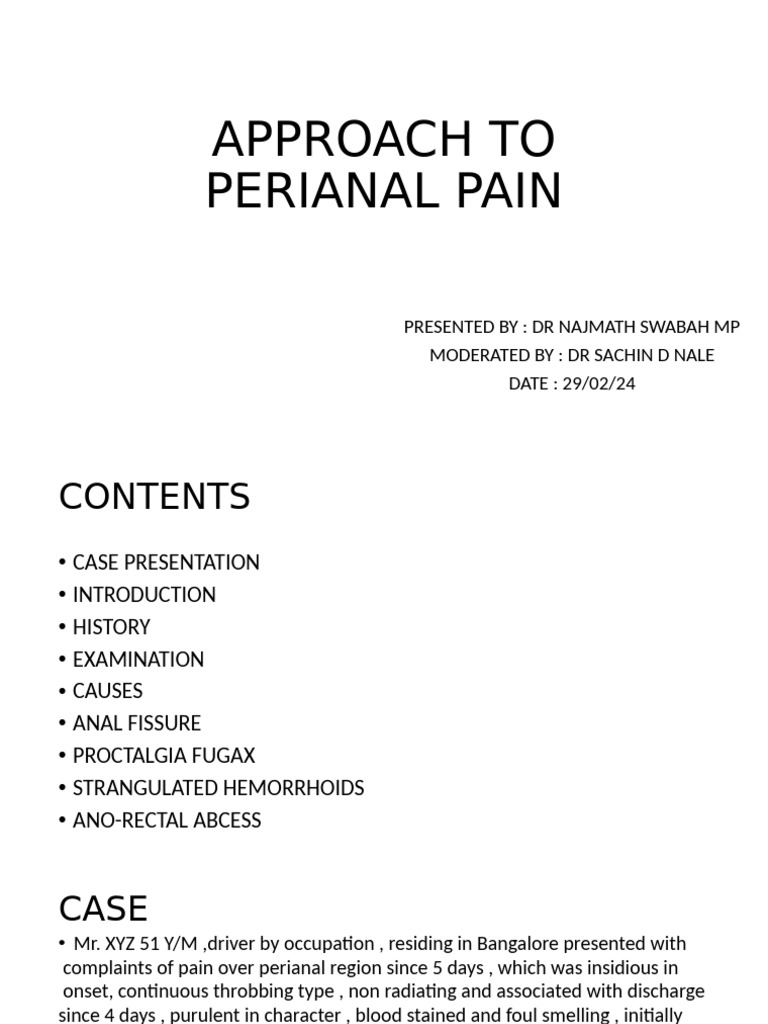 Approach to Perianal Pain | PDF | Hemorrhoid | Rectum