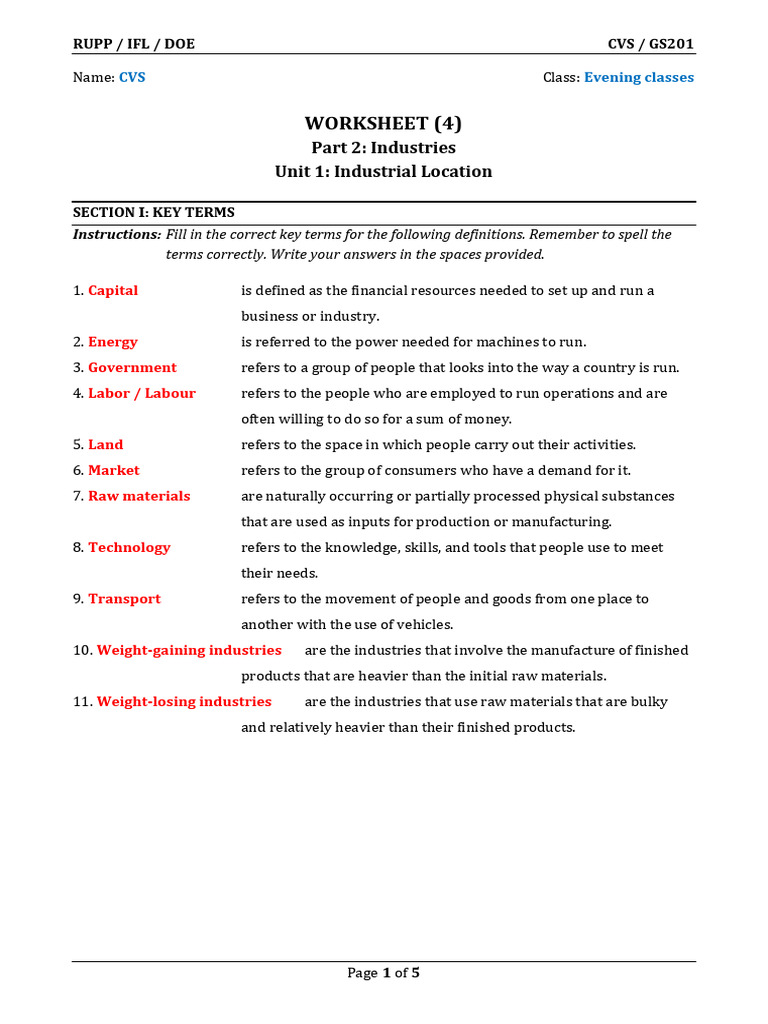 GS201 - Worksheet (4) (With Answers) | PDF | Capital (Economics ...