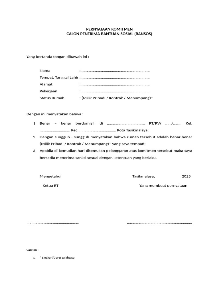 Formulir Bansos Terbaru | PDF