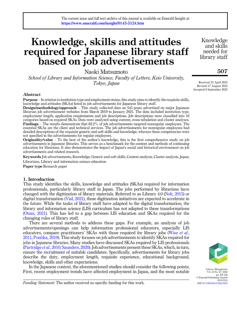 10-1108_LM-04-2022-0036 | PDF | Employment | Libraries