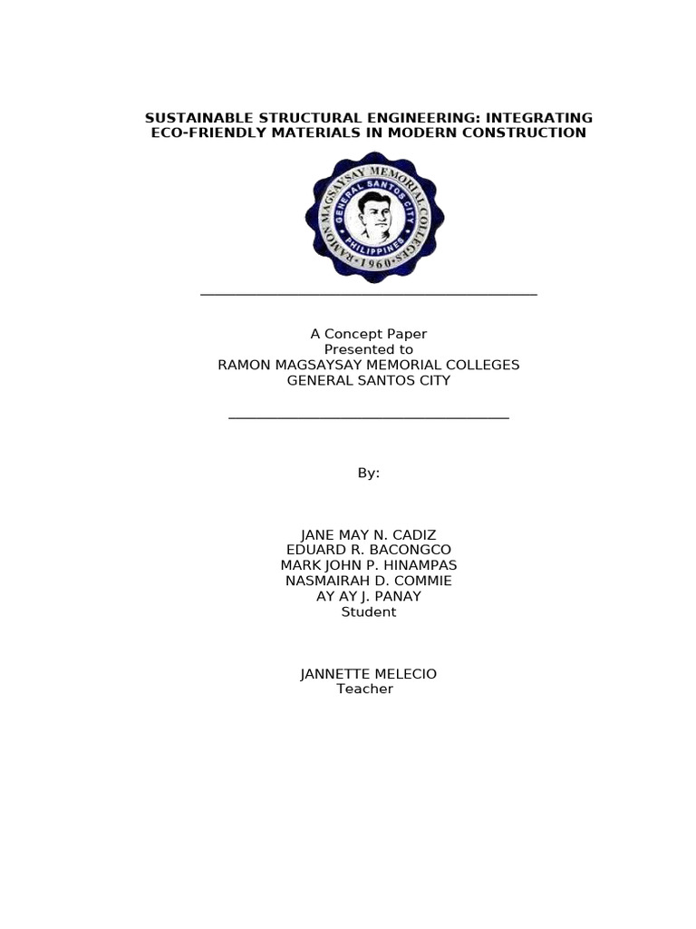 Concept Paper SUSTAINABLE STRUCTURAL ENGINEERING | PDF | Sustainability ...