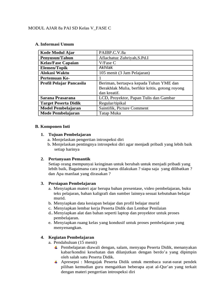 Modul Ajar Pai Bab 8 | PDF