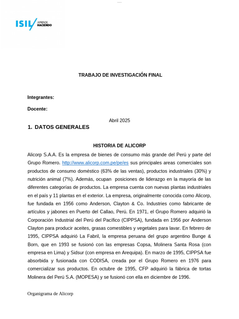 Alicorp Ts | PDF | Calidad (comercial) | Alimentos