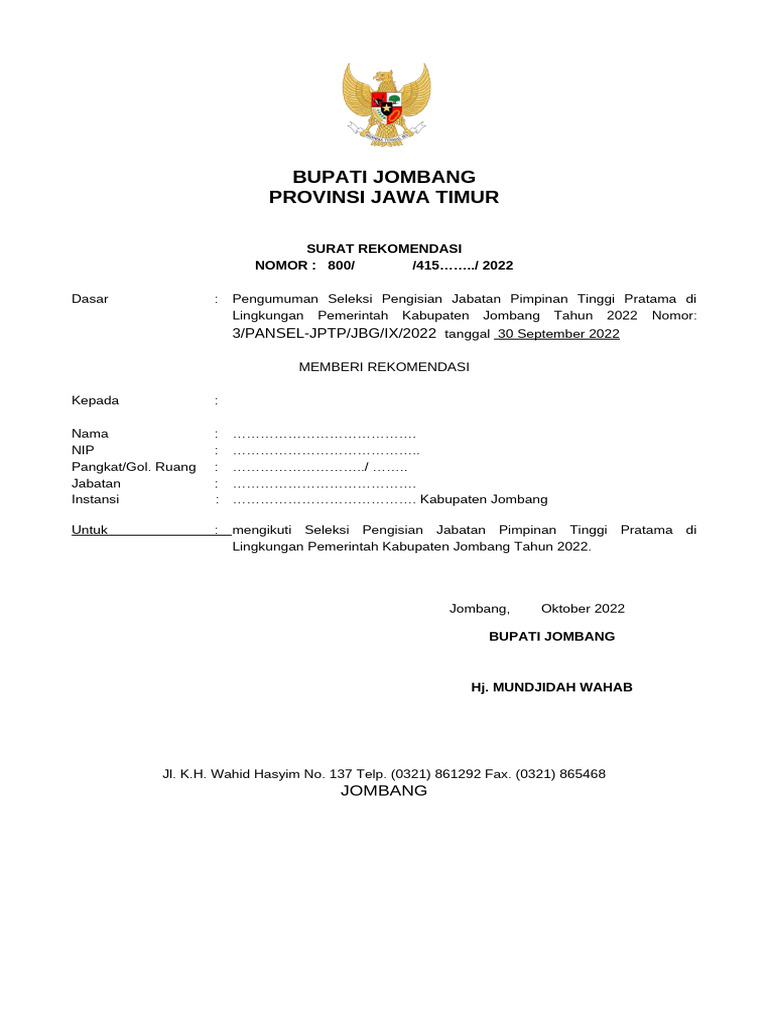 Contoh FORM REKOM PPK | PDF