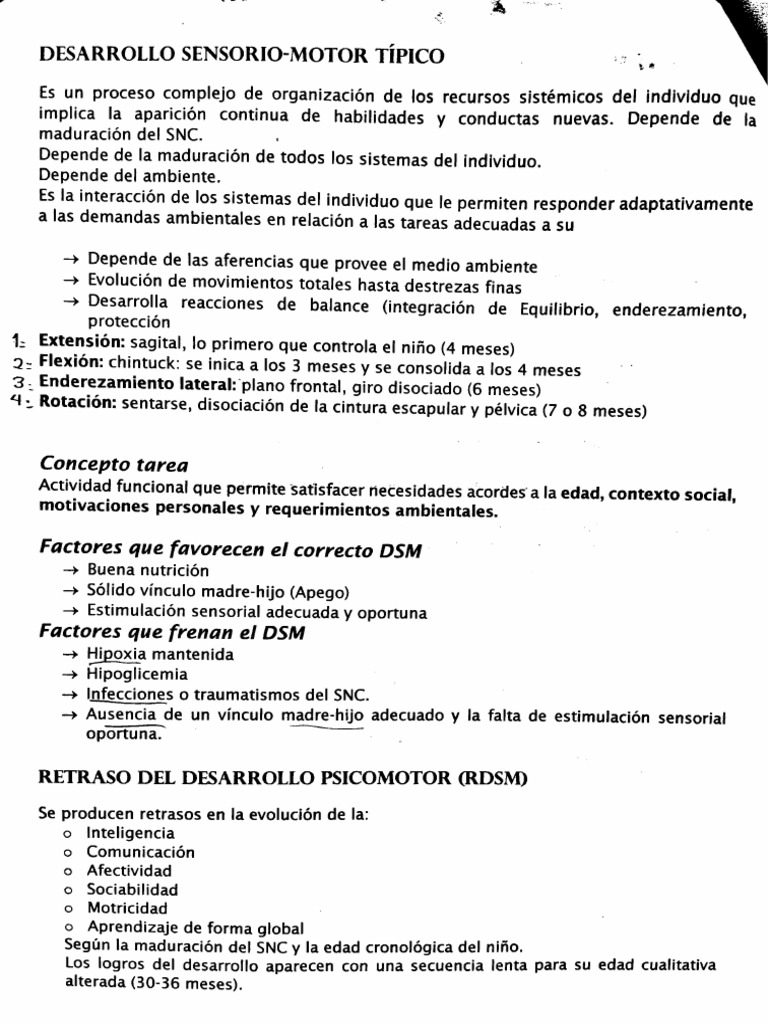 Desarrollo Sensorio Motor Típico Por Mes, Reflejos | PDF