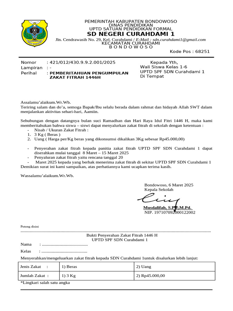 Surat Zakat Fitrah | PDF
