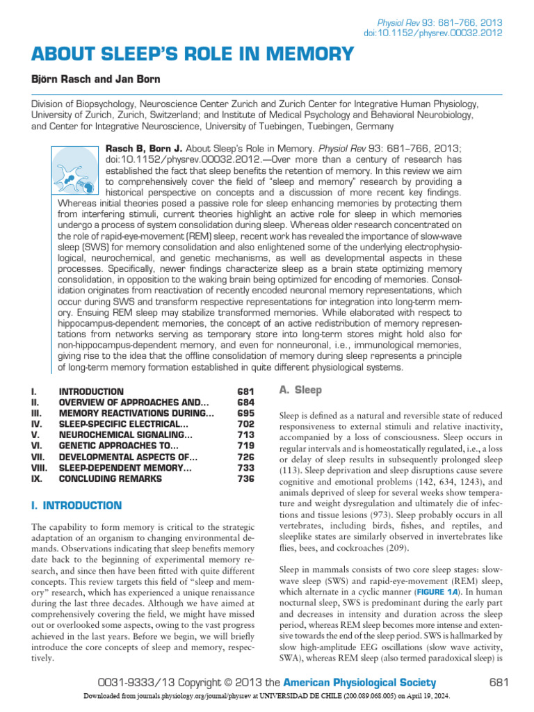 about-sleep-s-role-in-memory | PDF | Sleep | Memory