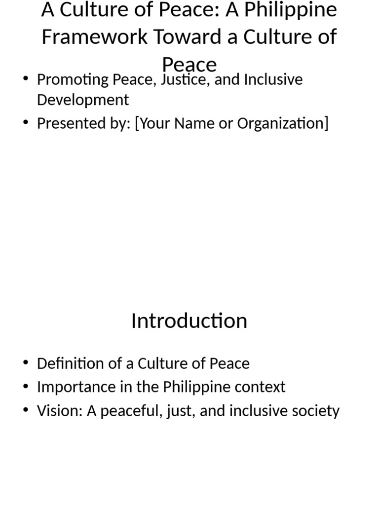 Culture of Peace Philippine Framework | PDF | Peacebuilding | Governance